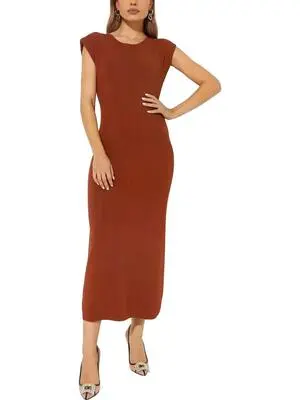 YVES SALOMON Sleeveless Midi Dress - Brown