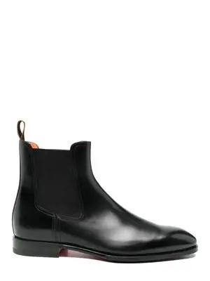Santoni Leather Chelsea Boots - Black