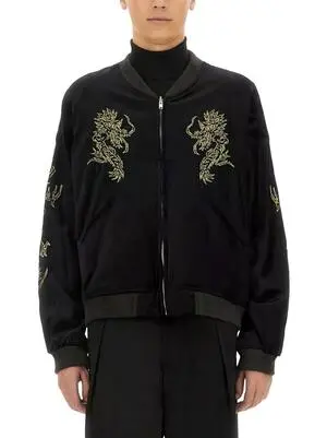 SASQUATCHFABRIX Dragon-embroidered Bomber Jacket - Black