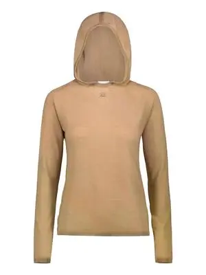 COURREGES Logo-embroidered Wool Hoodie - Neutrals
