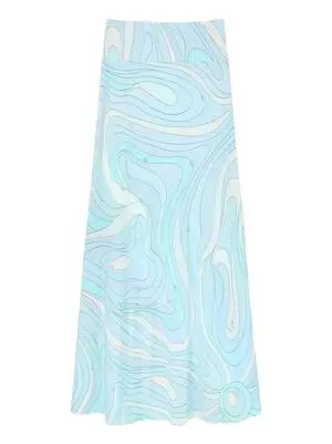 Emilio Pucci Marmo-print Maxi Skirt - Blue