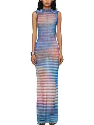 Jean Paul Gaultier Striped Maxi Dress - Blue