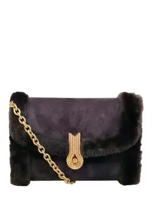 AMATO DANIELE Fur-trim Satchel With Chain Strap - Purple