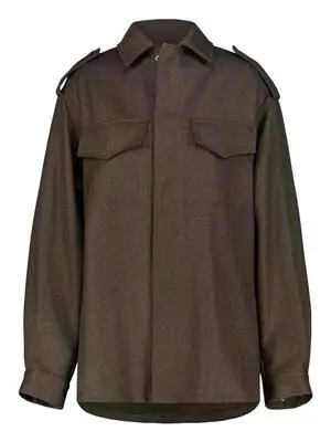 DRHOPE Flap-Pockets Epaulettes Shirt Jacket