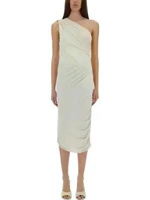 Rick Owens One-shoulder Draped Midi Dress - Neutrals