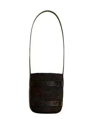 Manebí Raffia And Leather Shoulder Bag - Black