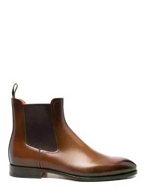 Santoni Leather Chelsea Boots - Brown