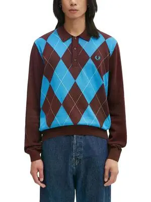 Fred Perry Argyle Logo-embroidered Polo Shirt - Brown