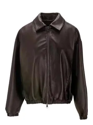 LA ROSE Leather Zip Jacket - Brown