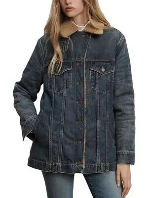 Veronica Beard Donna Sherpa Lined Denim Jacket - City Light