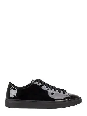 BOSS Lace Up Patent Leather Sneakers - Black