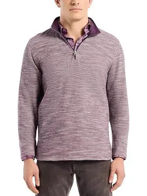 Robert Graham Long Sleeve Quarter Zip Knit Pullover - Berry