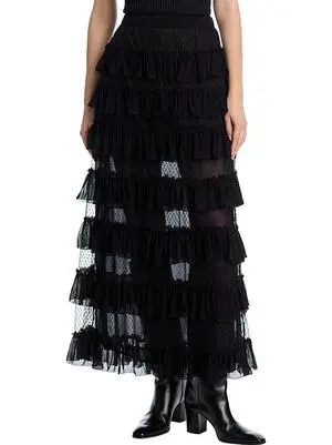 The Great. Winter Mesh Maxi Skirt - Black