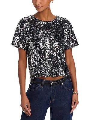 Steve Madden Cressa Embellished Top - Silver