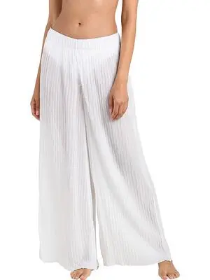 La Blanca Sunbeams Pleated Wide Leg Swim Cover-up Pants - White