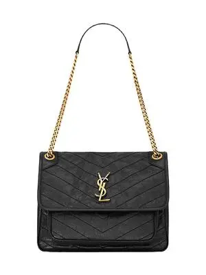 Saint Laurent Niki Shoulder Bag - Black Vintage Leather/gold