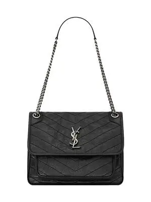 Saint Laurent Niki Medium Shoulder Bag Black/silver