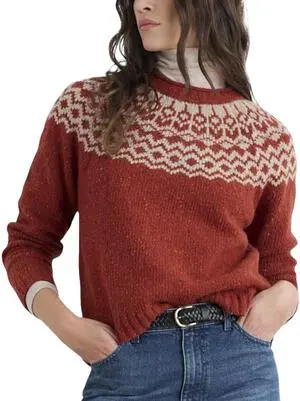 SEASALT CORNWALL Port Kinnis Sweater - Wag Tail Red Sail Birch Mix