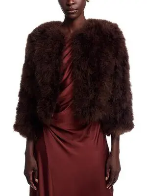 Adrienne Landau Marabou Feather Jacket Potting Soil