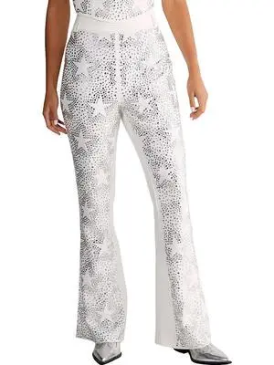 Nasty Gal Star Diamante Tailored Flare Trousers - Ivory