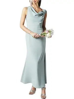Coast Petite Twist Cowl Neck Bridesmaid Dress - Sage
