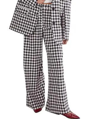 Nasty Gal Gingham Wide Leg Trousers - Mono