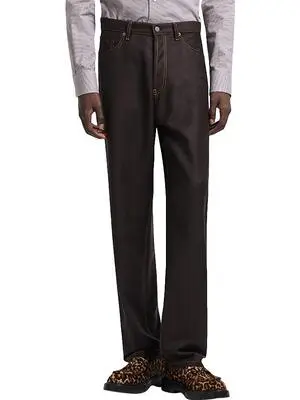 Emporio Armani Denim Effect Wool Pants - Solid Dark