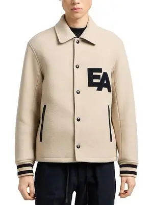 Emporio Armani Wool Varsity Jacket - Solid Light