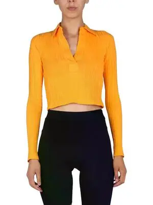 HELMUT LANG Collared Ribbed Knit Top