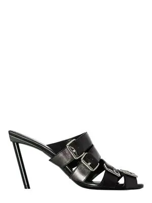 Balenciaga Strappy Buckled Mules - Black