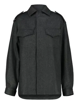 DRHOPE Flap Pockets Shirt Jacket Grey
