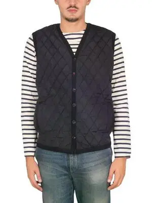 Saint James Quilted Button Gilet - Blue