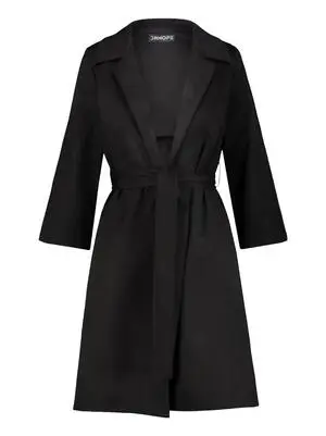 DRHOPE Belted Caban Coat - Black