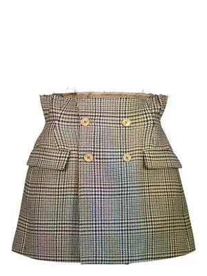 Vetements Houndstooth Double-breasted Mini Skirt - Neutrals
