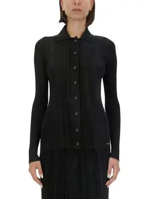 Kiton Buttoned Ribbed Top - Black