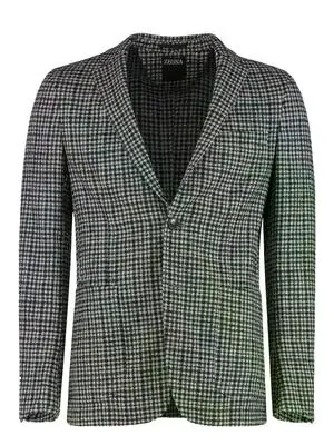 Zegna Checked Single-breasted Blazer - Blue