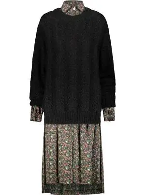 Junya Watanabe Floral Knit Midi Dress - Black