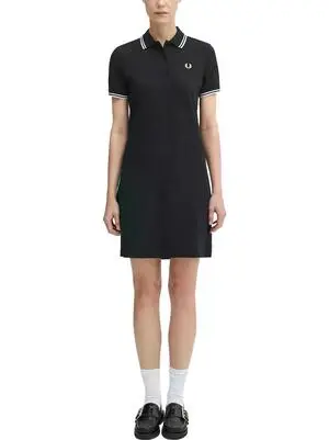 Fred Perry Logo-embroidered Mini Dress - Black