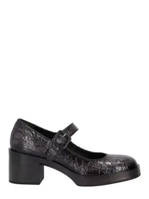 LA ROSE Cristin Mercedes Reptile-effect Pumps - Black