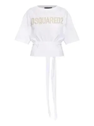 Dsquared2 Embroidered Tie-waist T-shirt - White