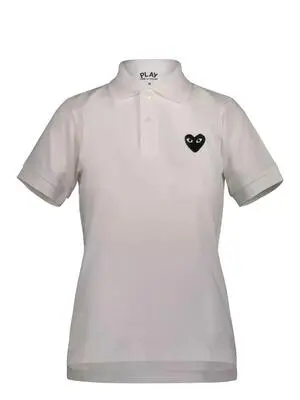 Play Comme Des Garcon Embroidered-heart Cotton Polo - White