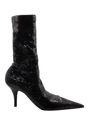 Balenciaga 80mm Knife Sequin-embellished Boots - Black