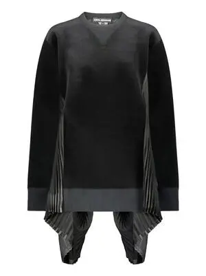 Junya Watanabe Pleated Velvet Sweatshirt - Black