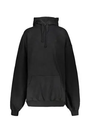 Vetements Logo-embroidered Cotton Hoodie - Black