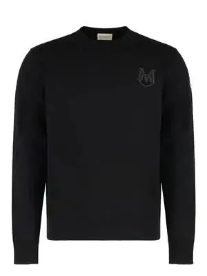 Moncler Cotton Sweater With Embroidery - Black