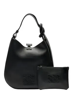 Casadei Vandome Knotted Leather Shoulder Bag - Black