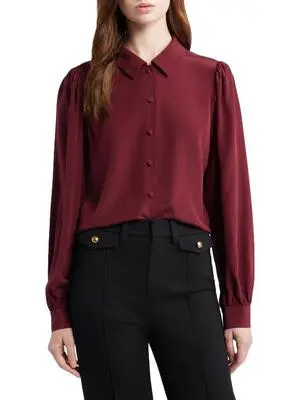 FRAME Staple Silk Button-up Shirt - Pinot
