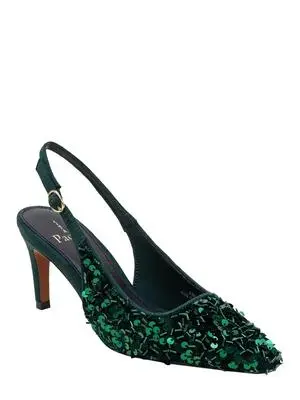 Linea Paolo Cosmo Beaded Slingback Pumps - Green