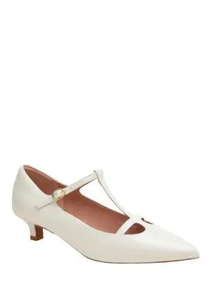 Linea Paolo Celia Pointed Toe T-Strap Pumps Cream