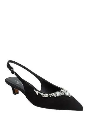 Linea Paolo Crystal Embellished Slingback Pumps - Black